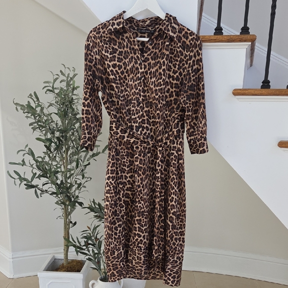 Zara | Dresses | Zara Leopard Print Silky Shirtdress | Poshmark